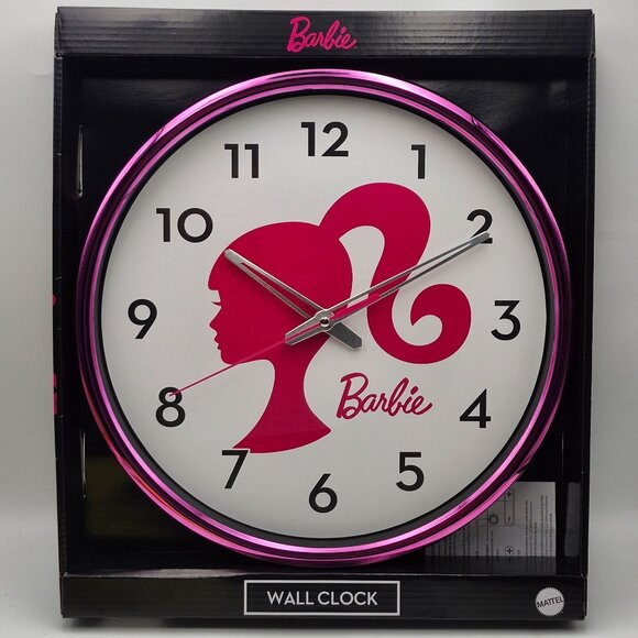 Mattel | Wall Decor | Barbie Pink Silhouette Script Chrome 2 Inch Round ...